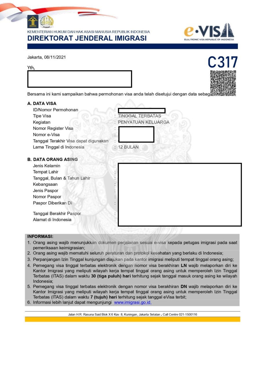 Visa index E31A - Jasa Eka, Bali, Indonesia